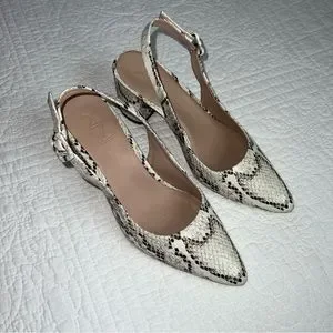27 EDIT | Shoes | 27 Edit Meera Snakeprint Leather Sling Back Block ...